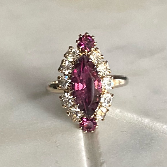 Vintage | Jewelry | Vintage Purple Marquise Rhinestone Ring | Poshmark